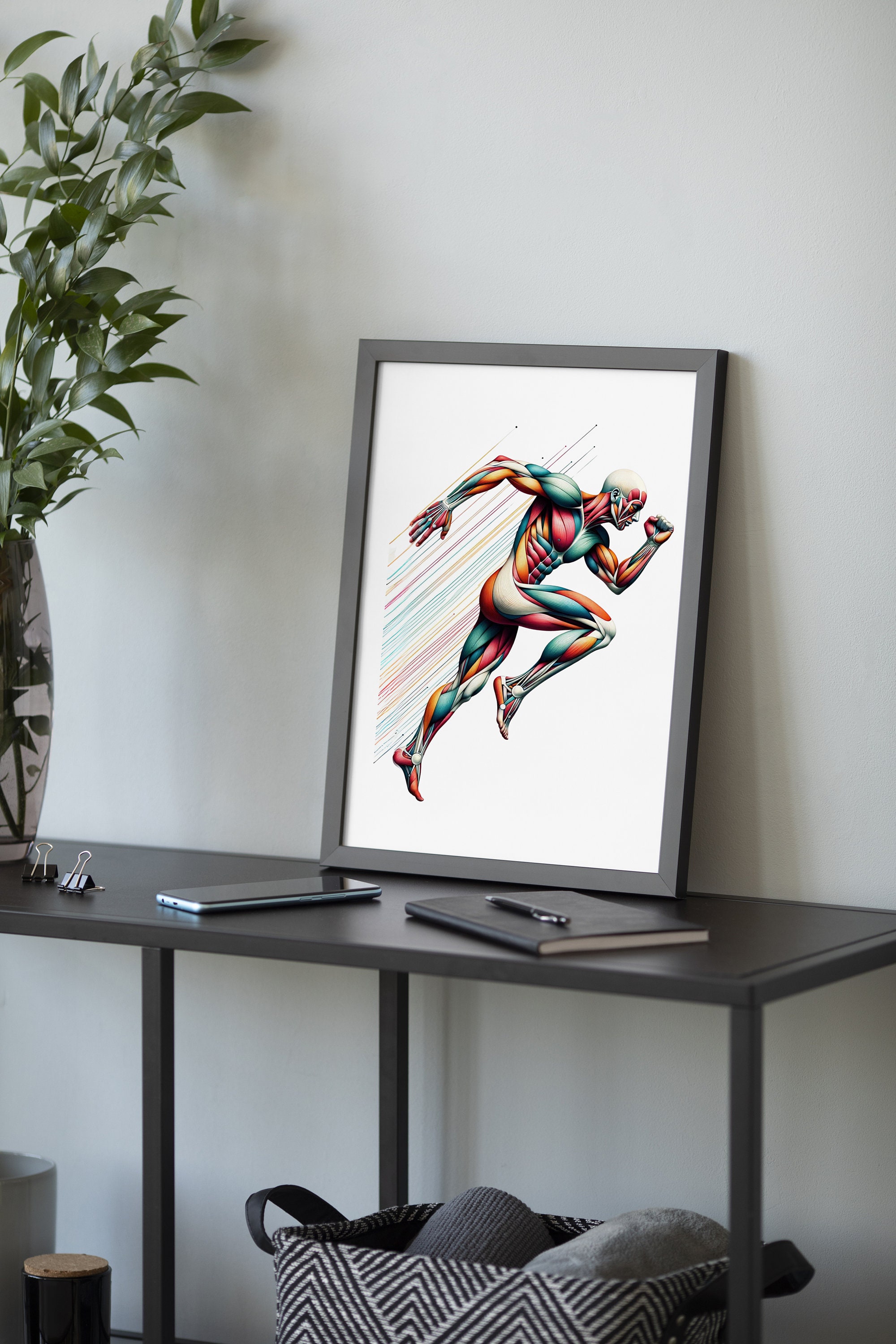 Colorful Poster Athletic Human Body in Motion, Musculature ...