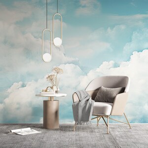 Cloudy Sky Wallpaper - Celestial Zen Mural - Soft Ambiance - Peaceful ...