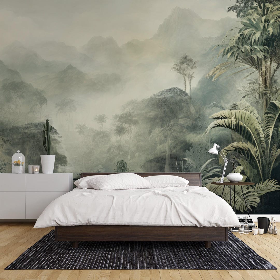 Tropical Jungle Panoramic Wallpaper – Mystical Misty Forest – Lush ...