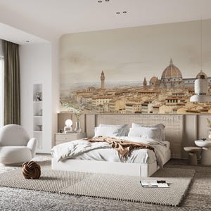Florence Sepia Wallpaper Tuscan City Watercolor Mural Florence ...