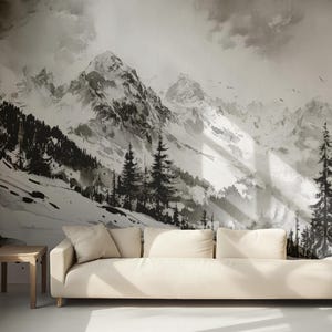 The Call of the Summits Panoramic Black and White Mountain Wall Paper ...