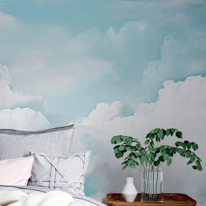 Cloudy Sky Wallpaper - Celestial Zen Mural - Soft Ambiance - Peaceful ...