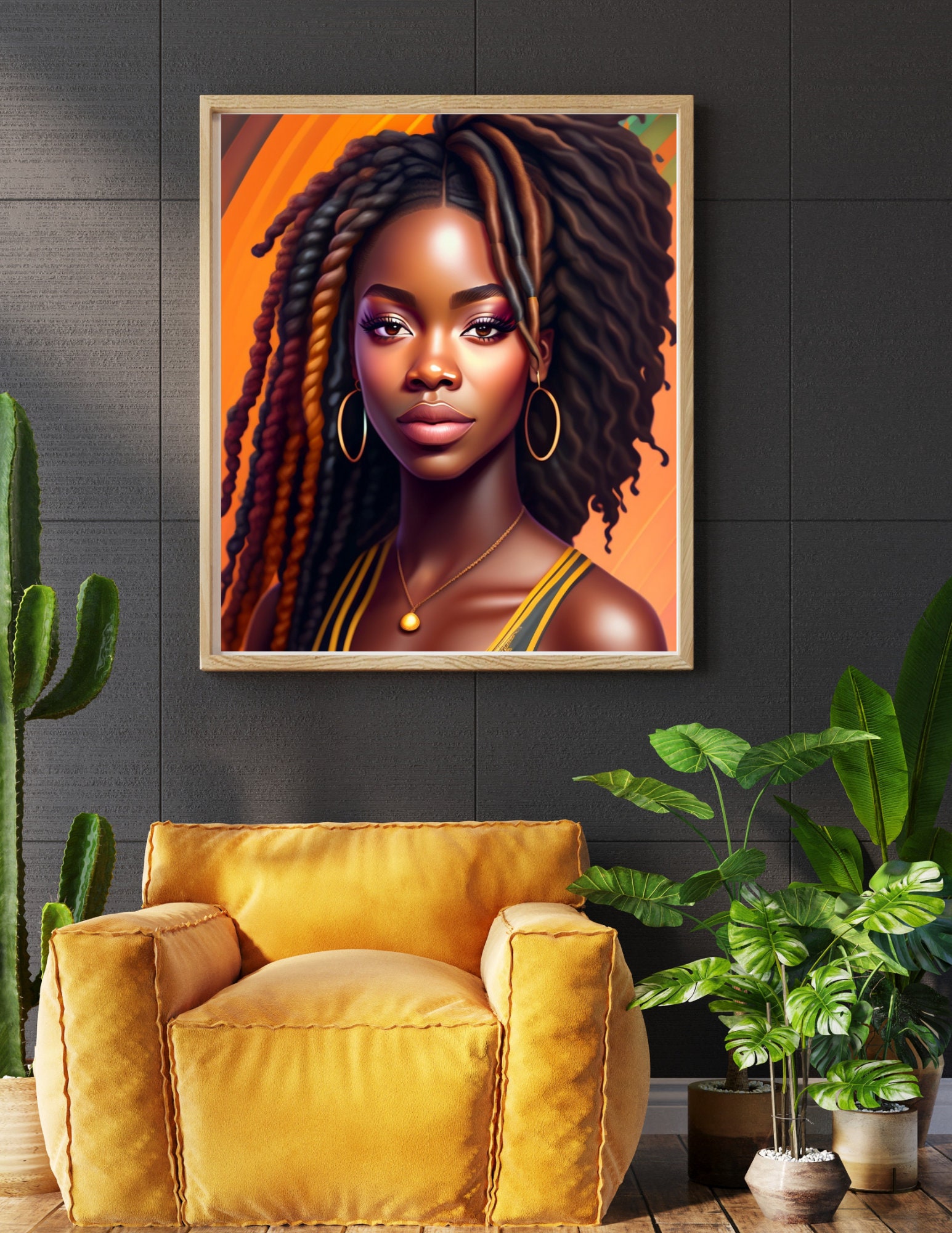Black Woman With Locs, Black Girl With Locs, Woman With Dreadlocks Art ...