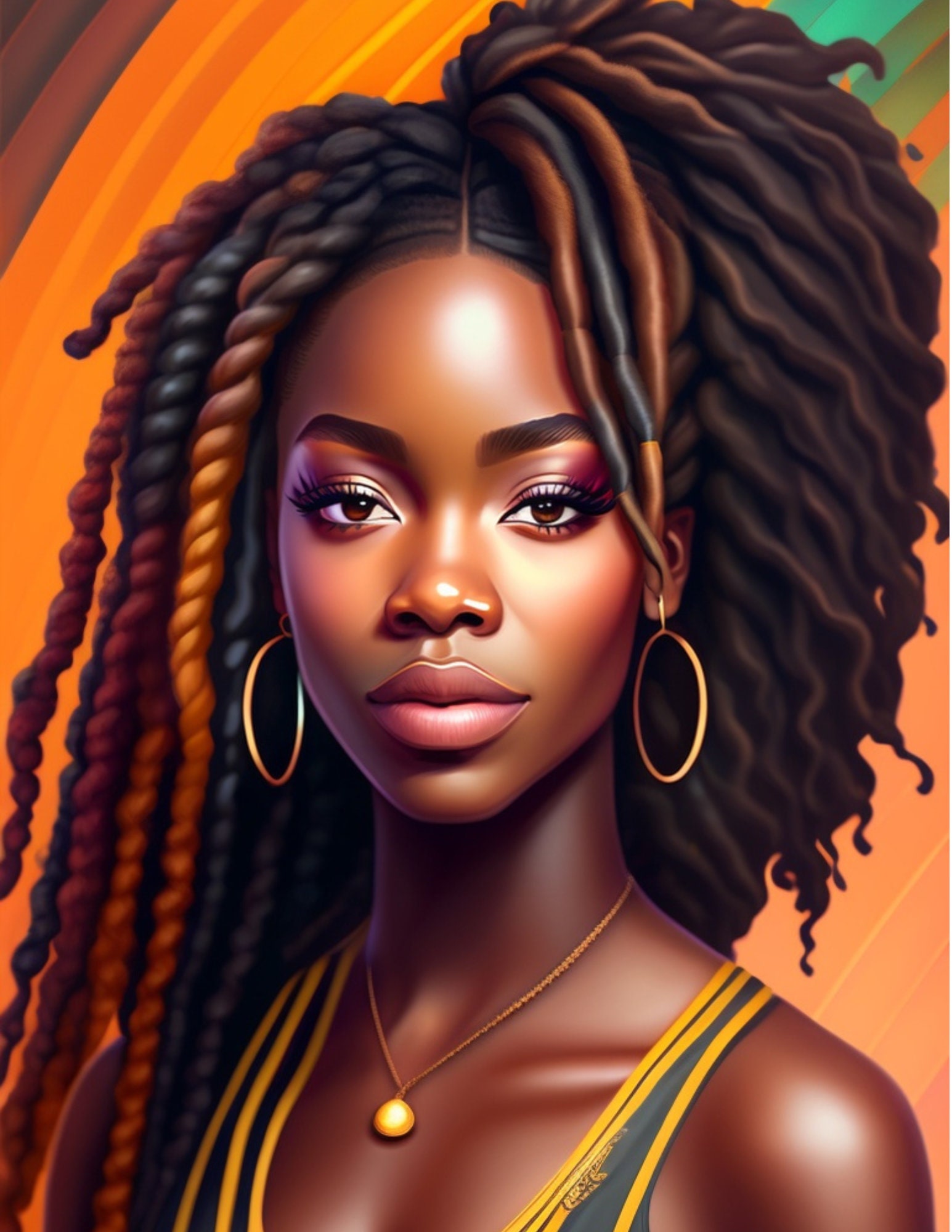 Black Woman With Locs, Black Girl With Locs, Woman With Dreadlocks Art ...