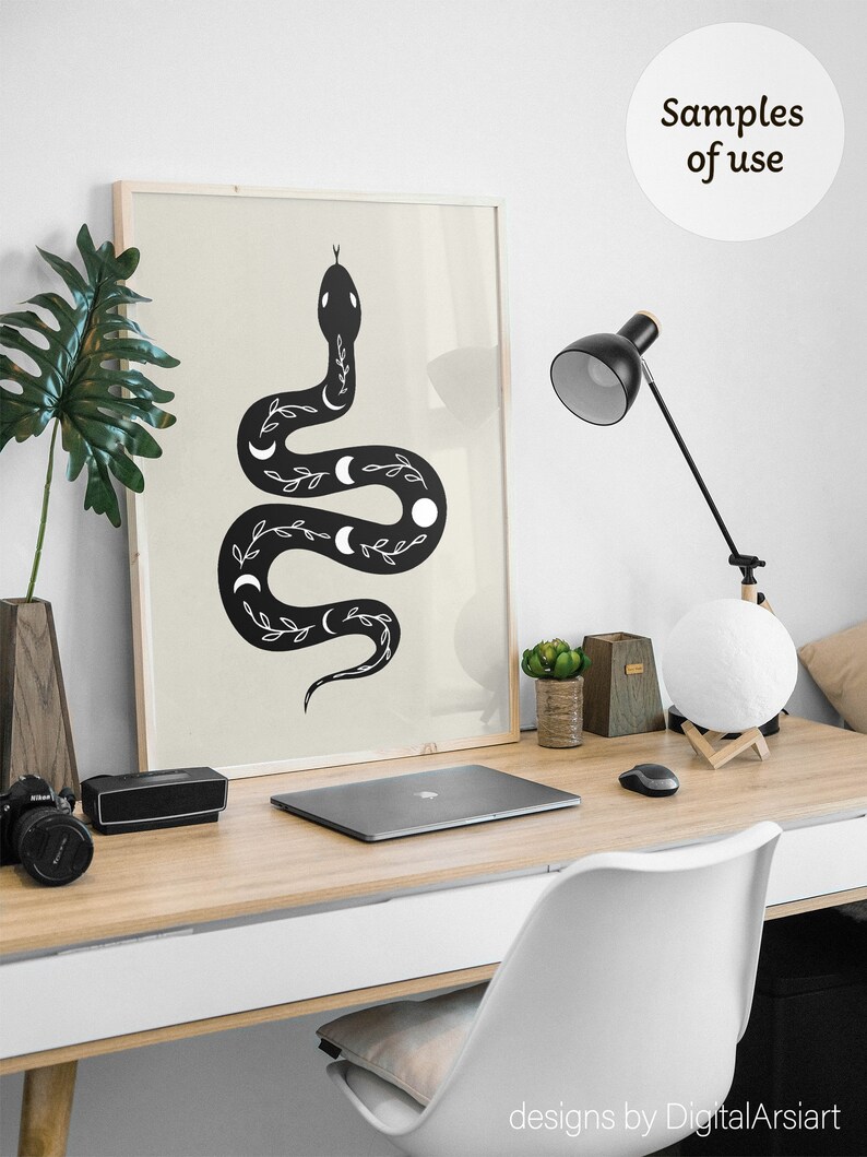 Snake Svg Cricut Floral Svg Lunar Phase Svg Snake Art Svg Cutting File ...