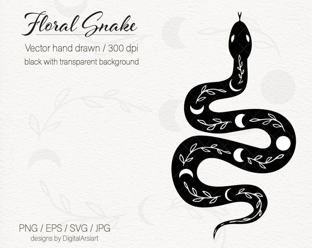 Snake Svg Cricut Floral Svg Lunar Phase Svg Snake Art Svg Cutting File ...