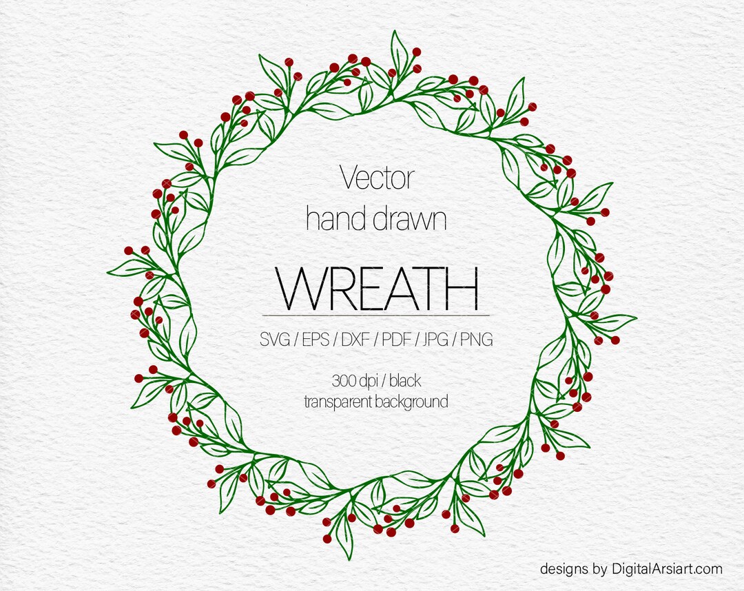 Christmas Wreath Svg Berry Branches Frame Svg Xmas Wreath Files Winter ...