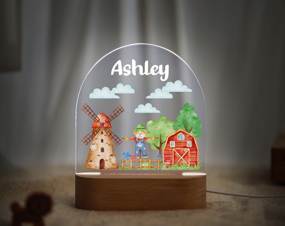 Custom Farming Night Light for Baby Personalized Bedside Lamp - Etsy