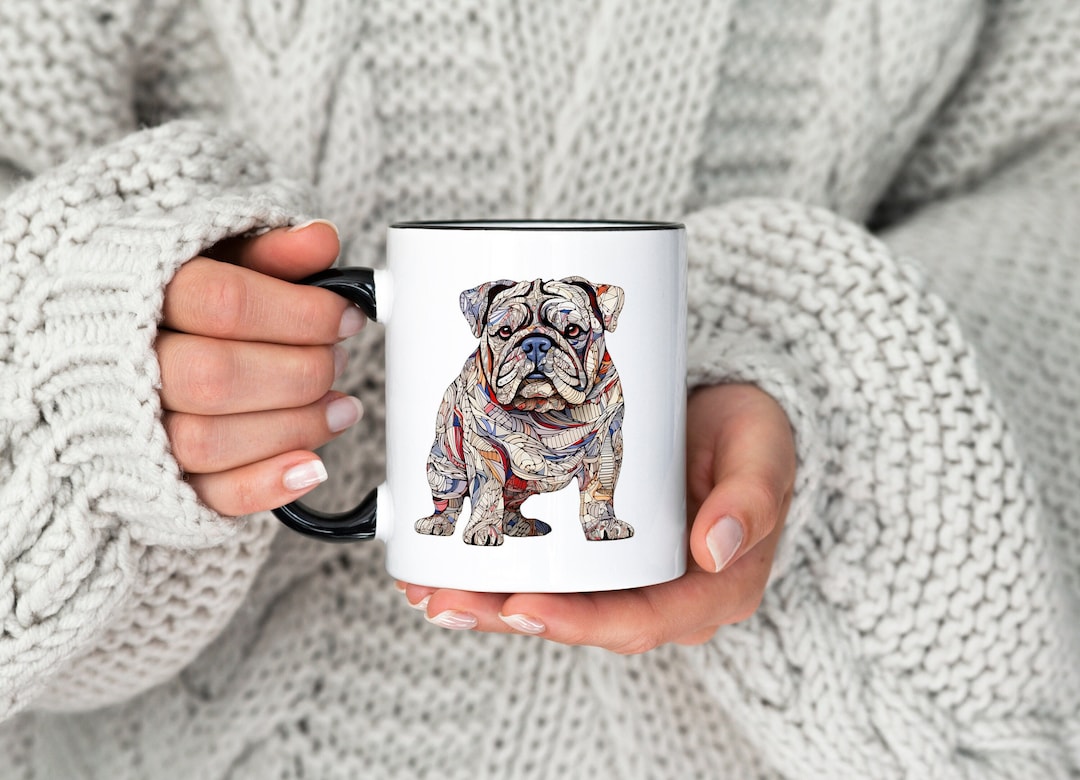 Bulldog Mug Psychedelic Bulldog Mug Vibrant Multicolored Dog - Etsy