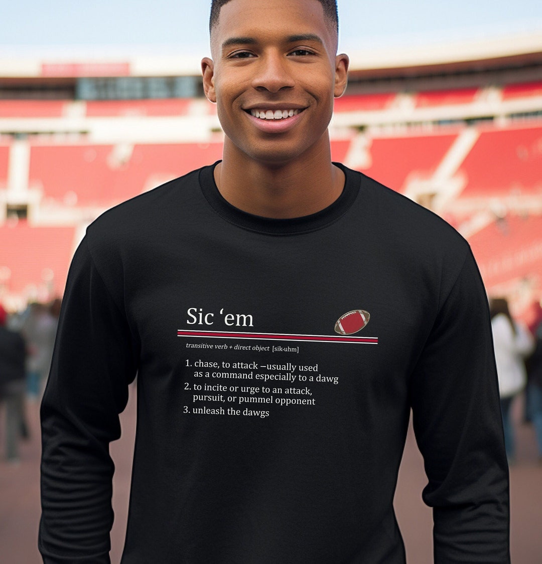 Sic 'em Definition Football Shirt, Unisex Long-sleeve Dog Sic 'em Shirt ...