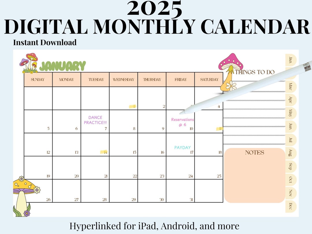 2025 Digital Monthly Calendar (PDF With Hyperlinks). Compatible With ...