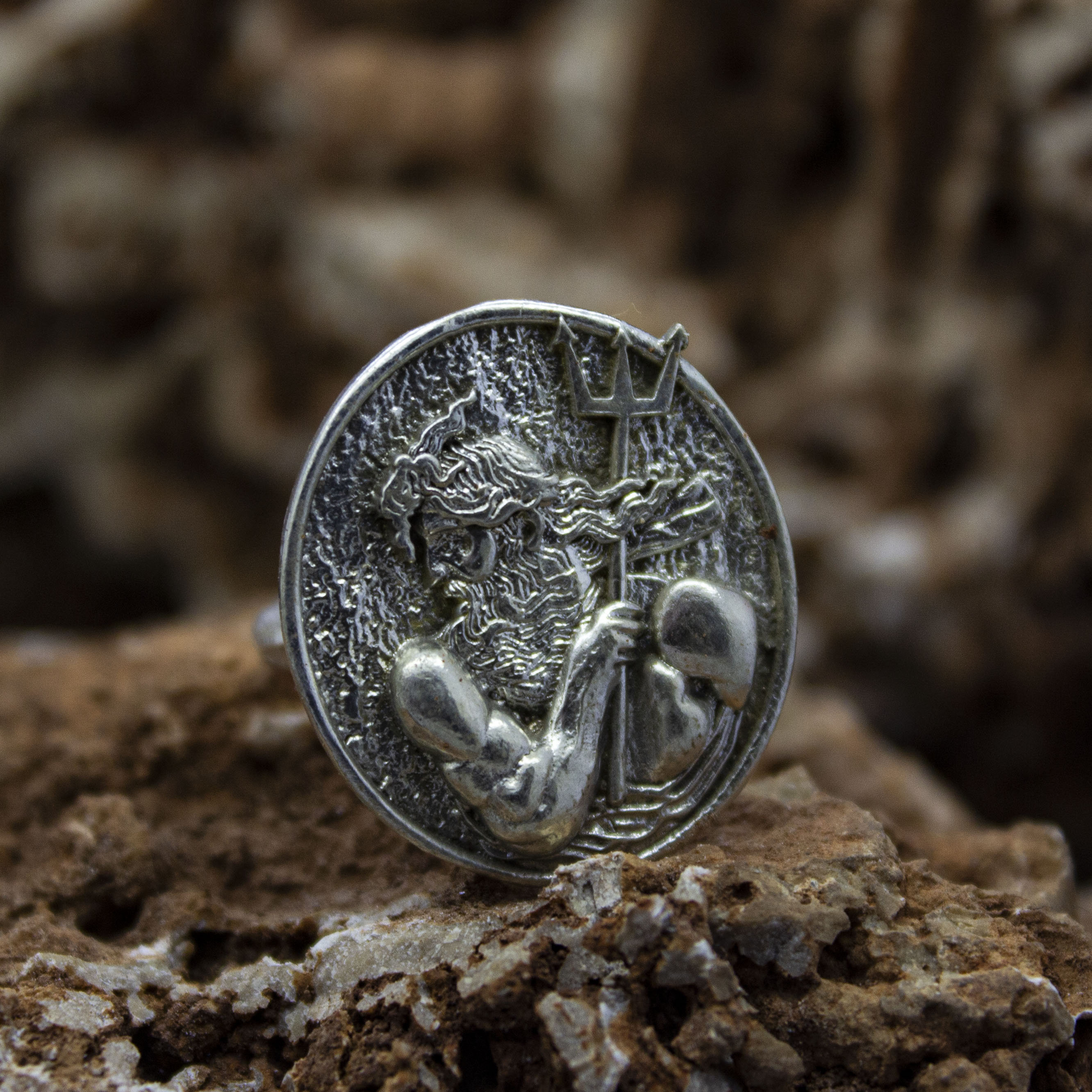 Poseidon Ring Greek Mythology Coin Ring 24K Gold Plated 925 Sterling ...