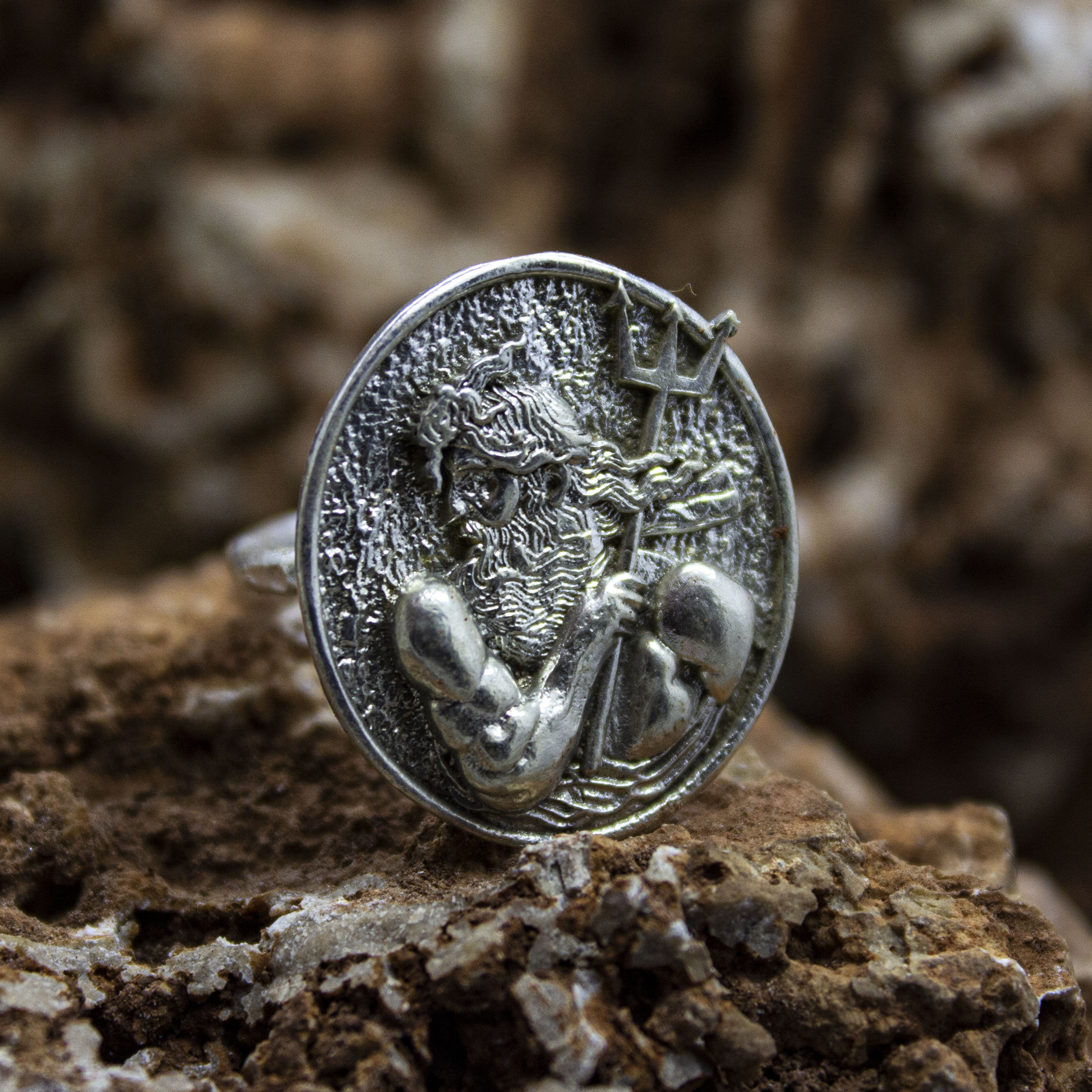 Poseidon Ring Greek Mythology Coin Ring 24K Gold Plated 925 Sterling ...