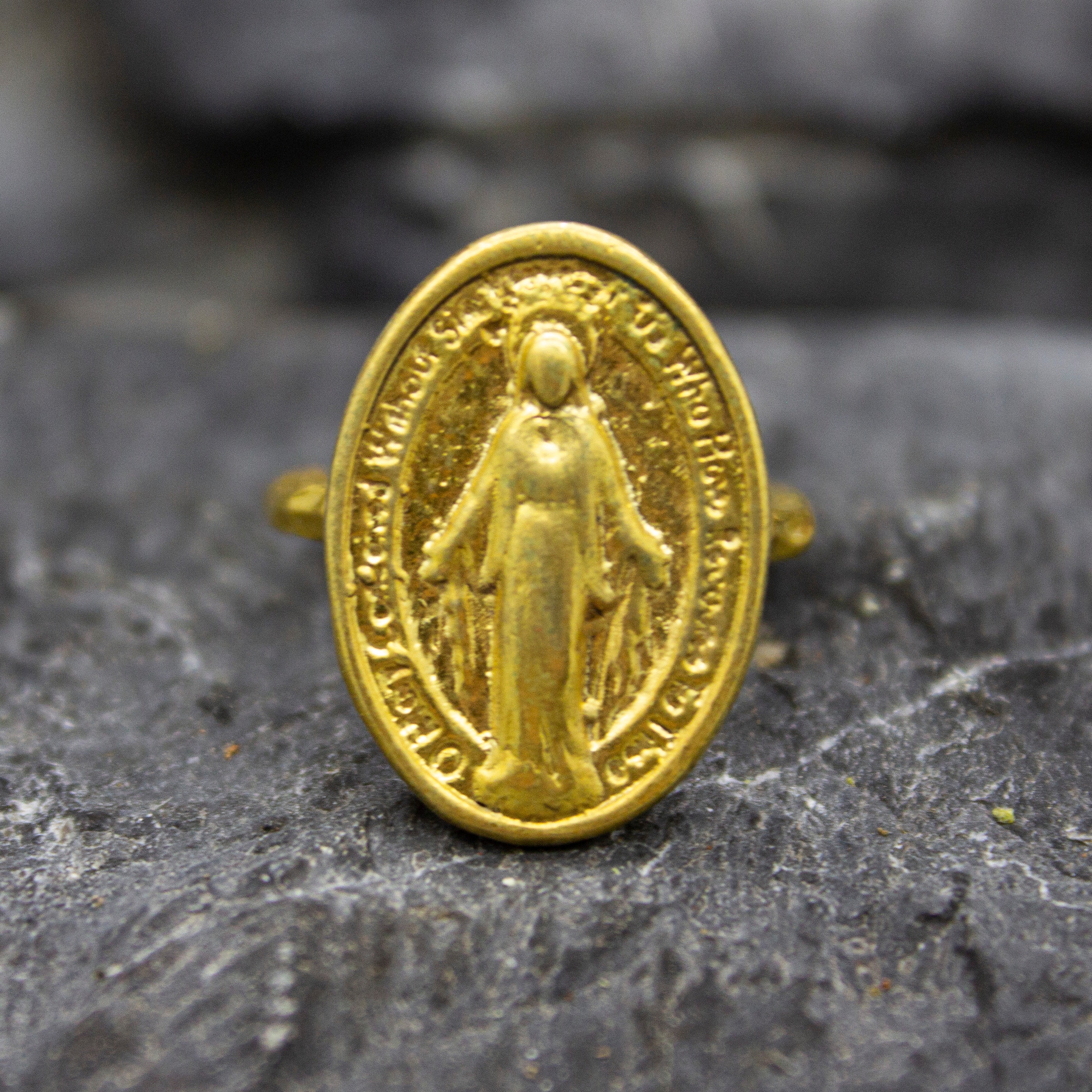 Virgin Mary Ring Religious Ring Protection Gold Ring Handmade Christian ...