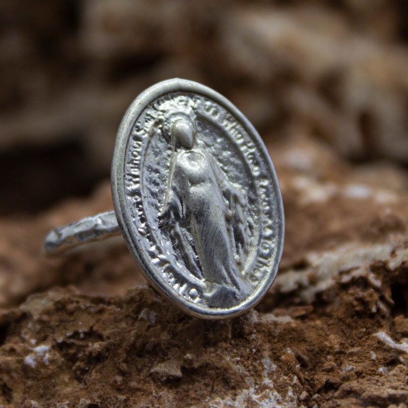 Virgin Mary Ring Religious Ring Protection Gold Ring Handmade Christian ...