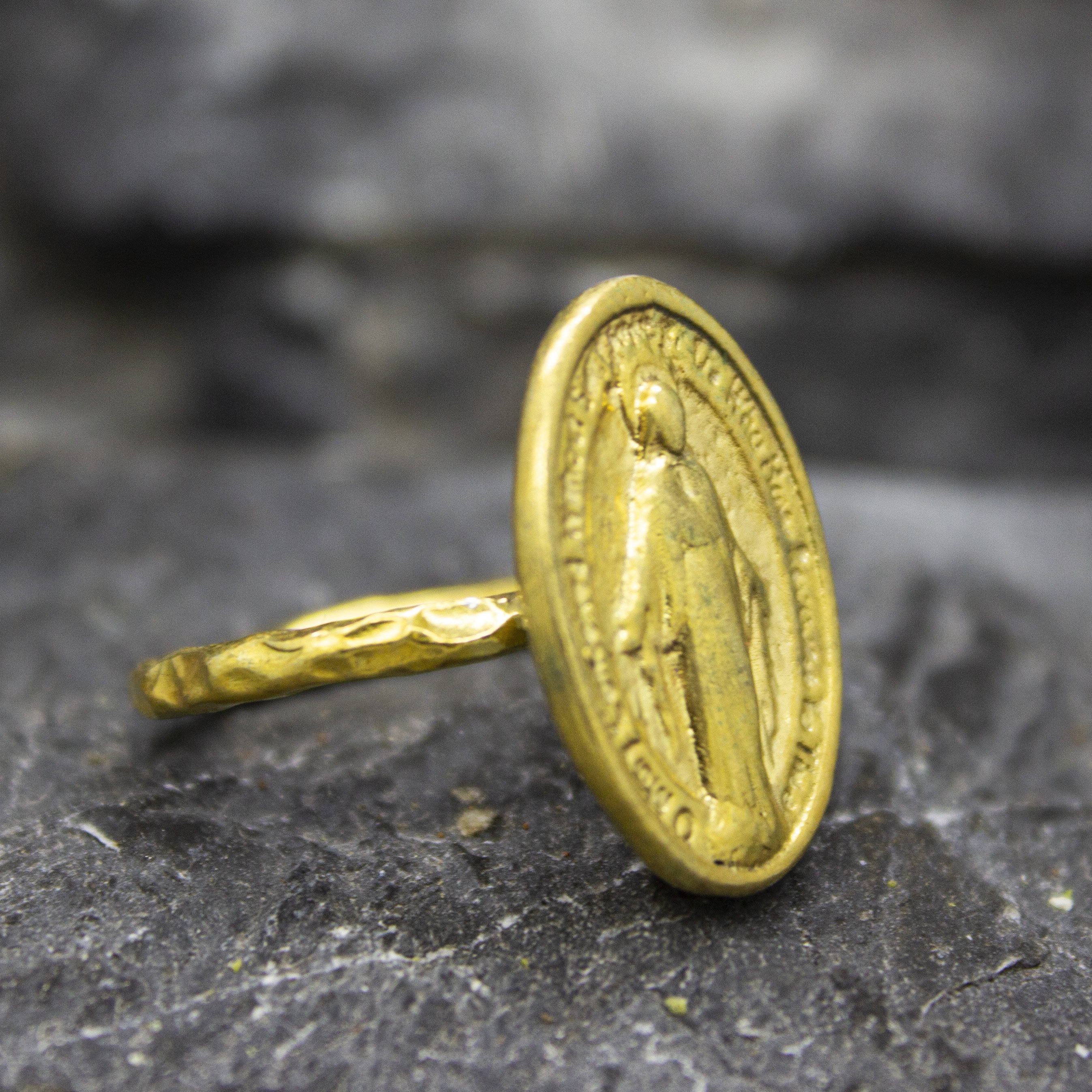 Virgin Mary Ring Religious Ring Protection Gold Ring Handmade Christian ...