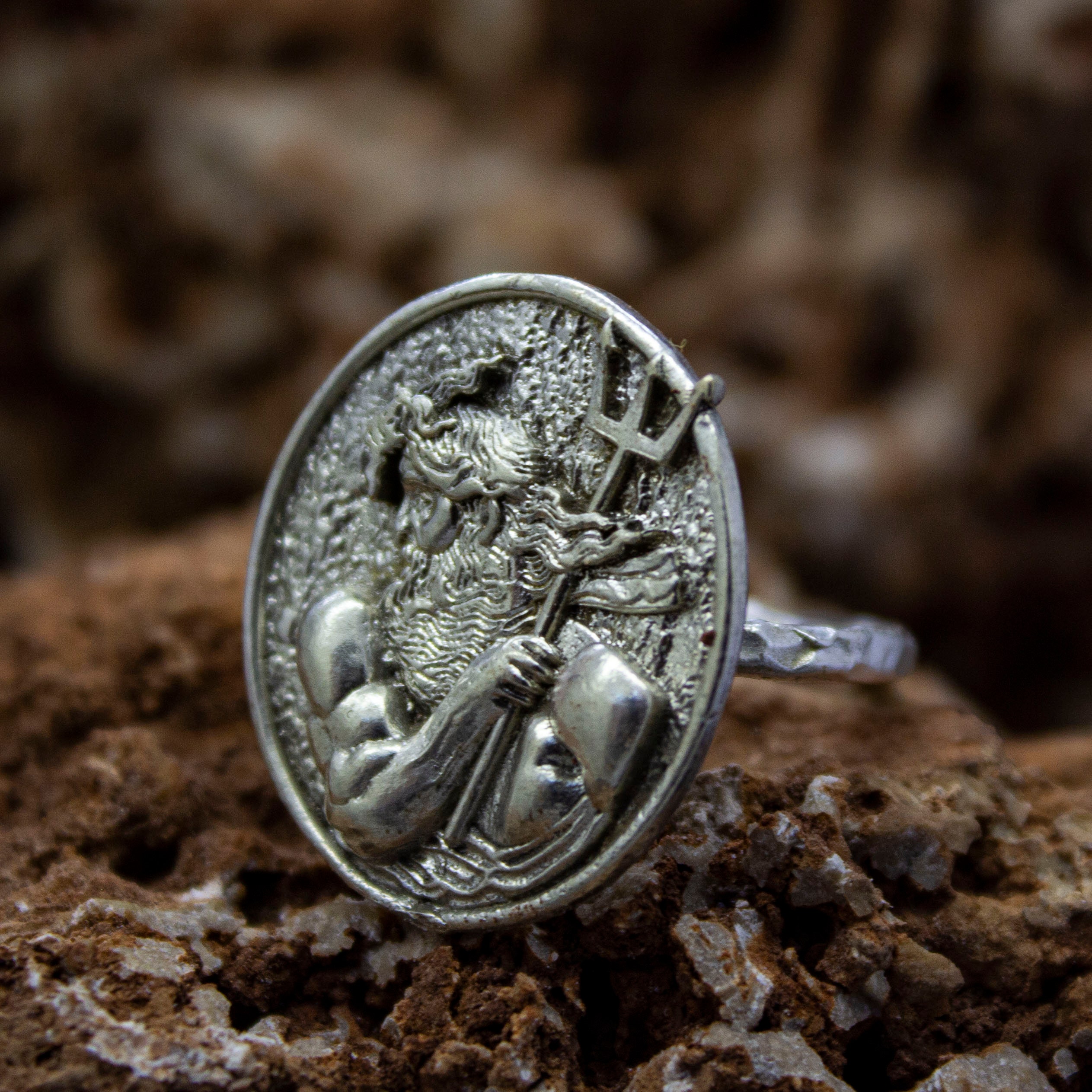 Poseidon Ring Greek Mythology Coin Ring 24K Gold Plated 925 Sterling ...