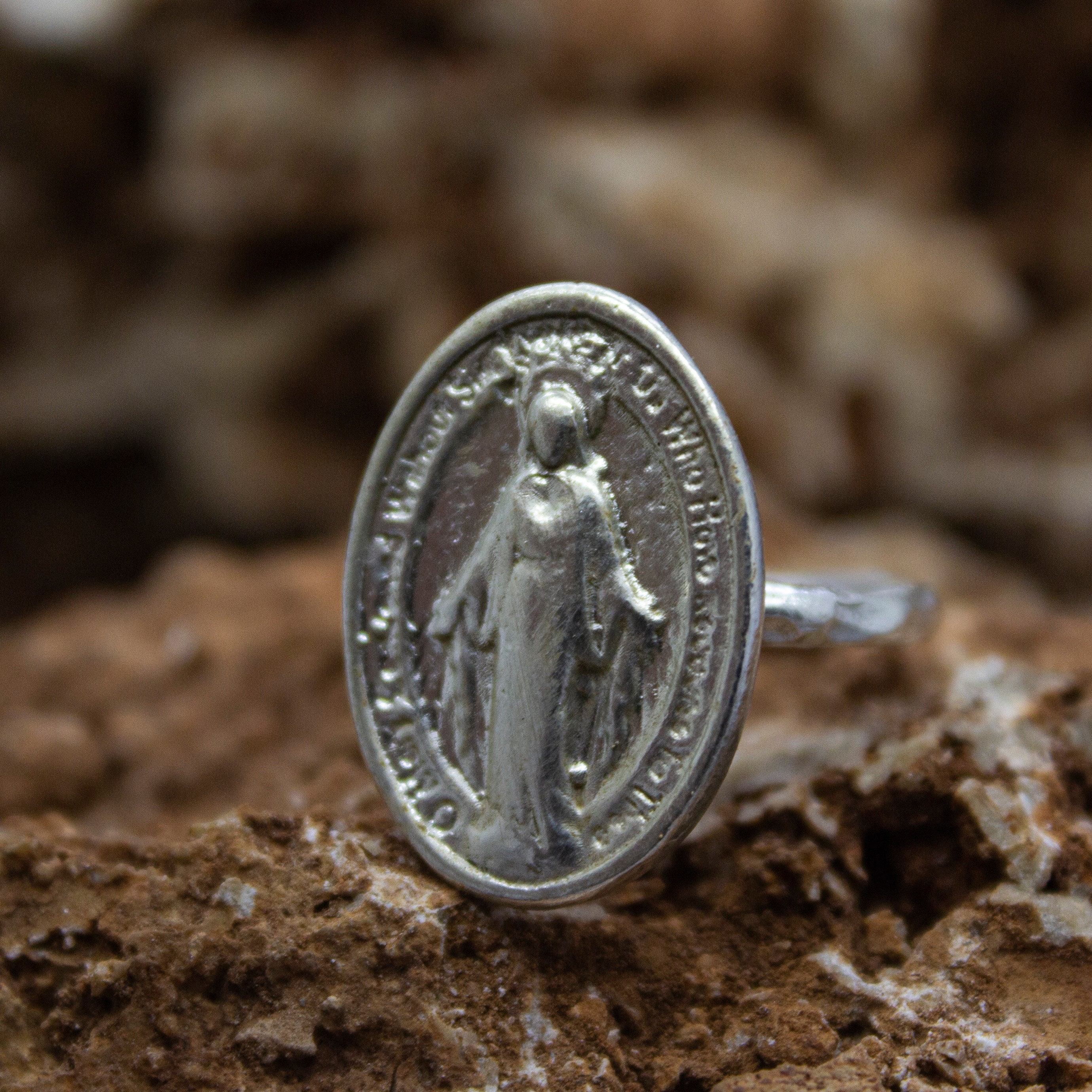 Virgin Mary Ring Religious Ring Protection Gold Ring Handmade Christian ...