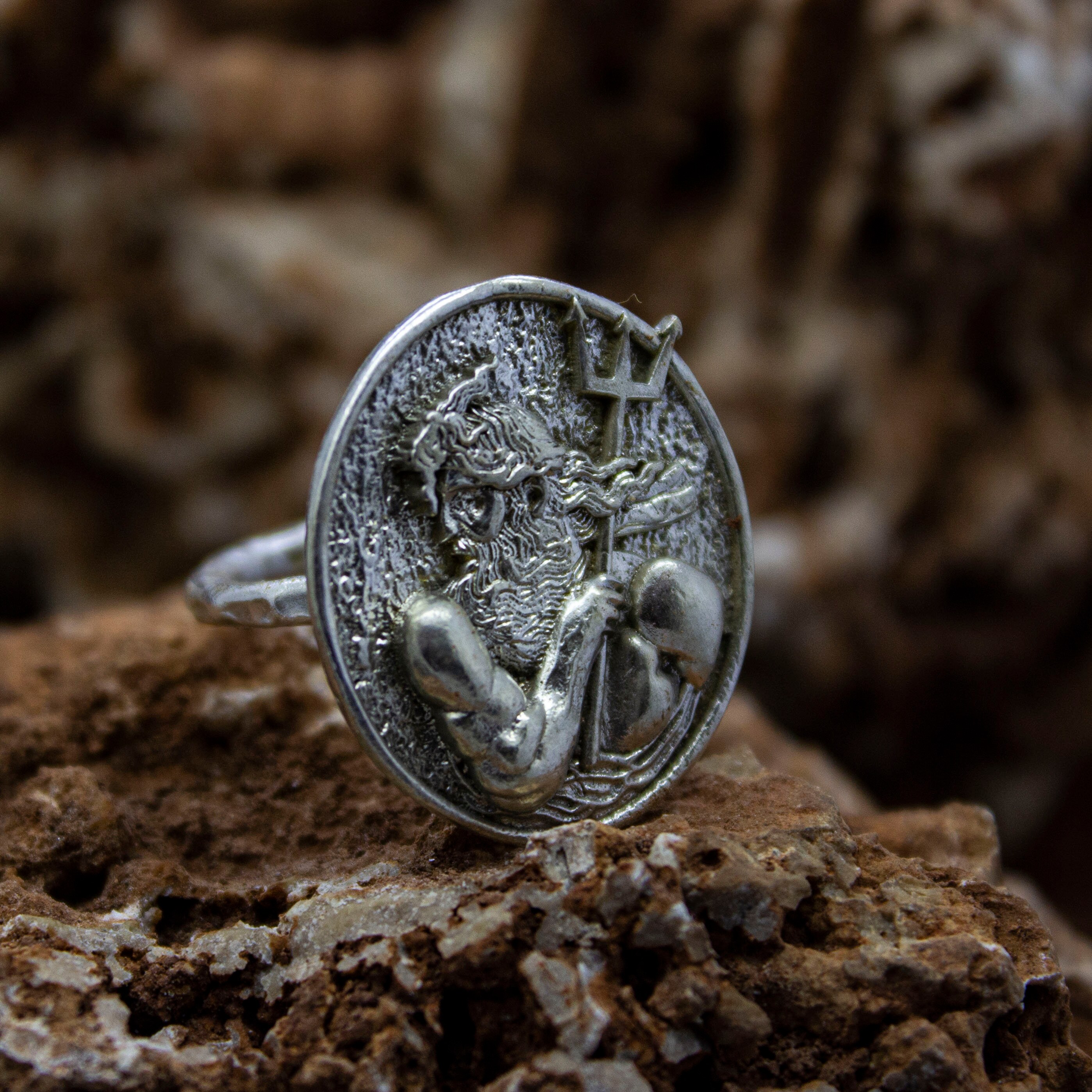 Poseidon Ring Greek Mythology Coin Ring 24K Gold Plated 925 Sterling ...