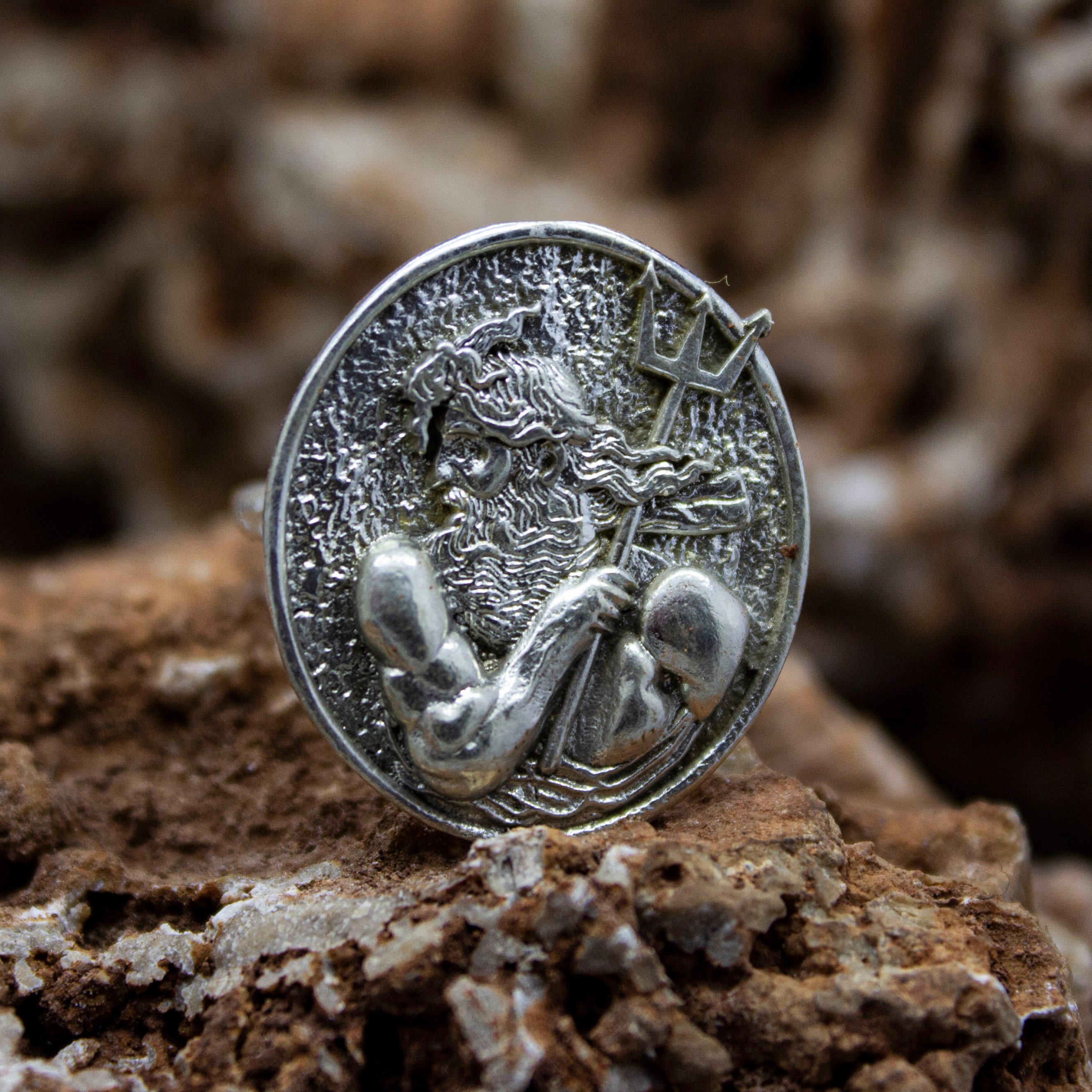Poseidon Ring Greek Mythology Coin Ring 24K Gold Plated 925 Sterling ...