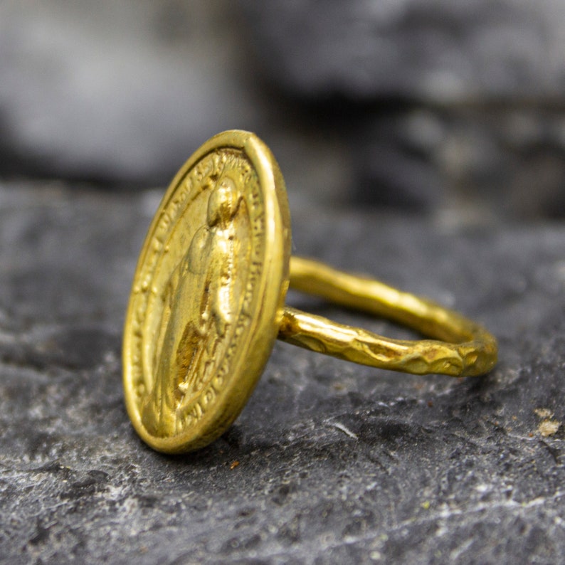 Virgin Mary Ring Religious Ring Protection Gold Ring Handmade Christian ...
