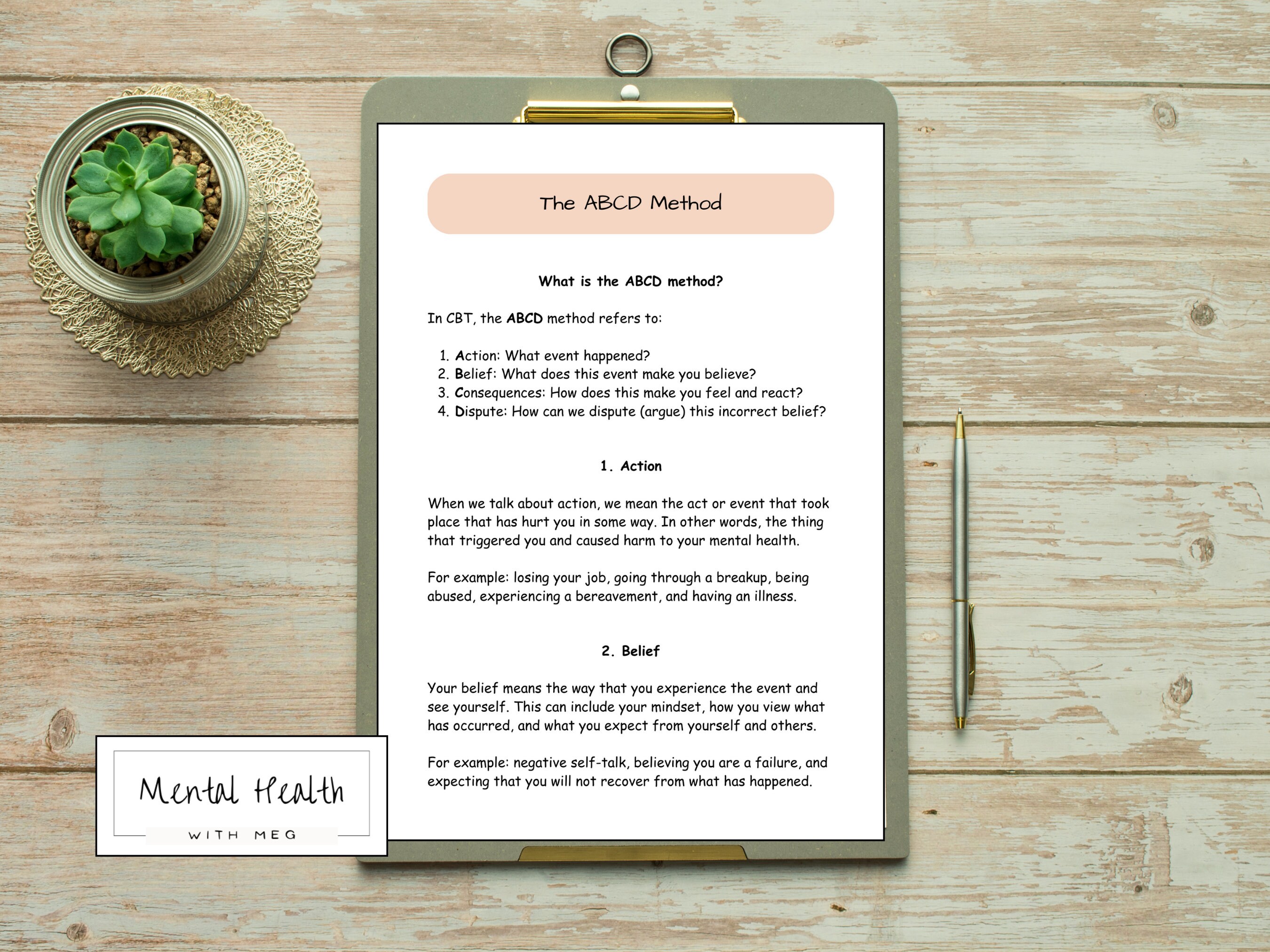 Cognitive Behavioural Therapy ABCD Method Worksheet - Etsy