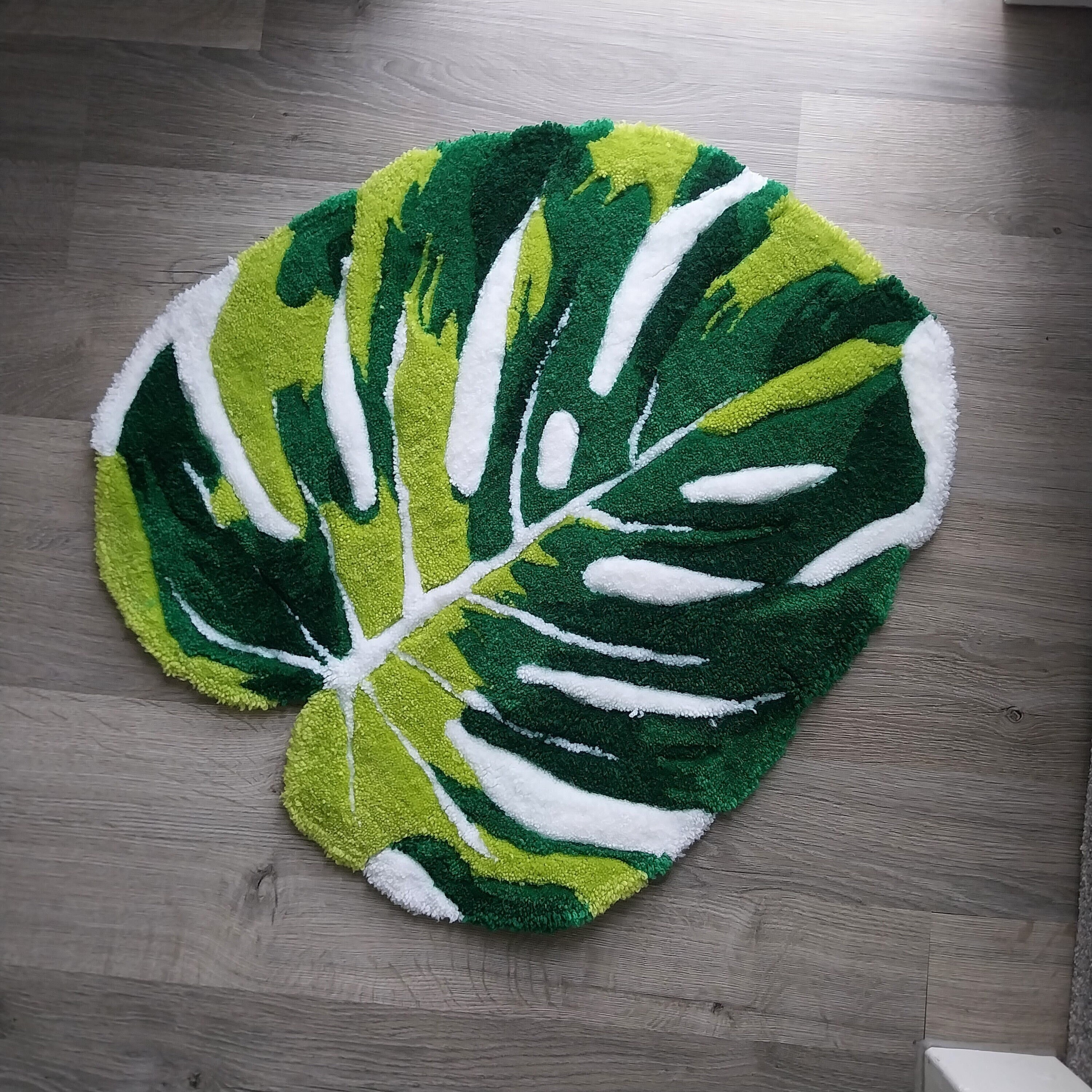 Monstera Leaf Rug Handmade Tufted Rug Aesthetic Decor, Plant Rug for ...
