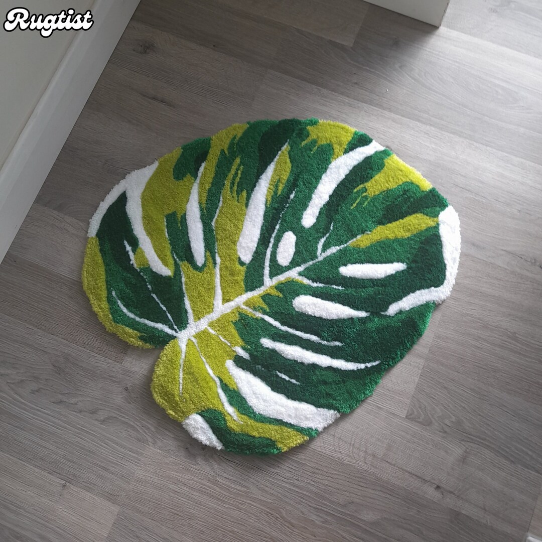 Monstera Leaf Rug Handmade Tufted Rug Aesthetic Decor - Etsy