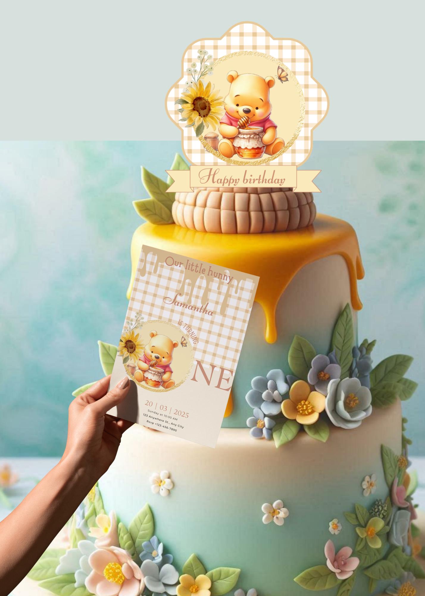 Classic Winnie the Pooh Birthday Invitation Template, Editable Winnie ...
