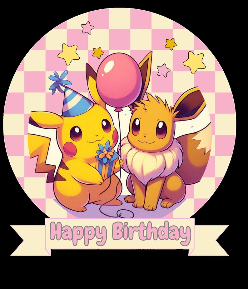 Printable Pikachu and Eevee Pokemon Cake Topper - Etsy