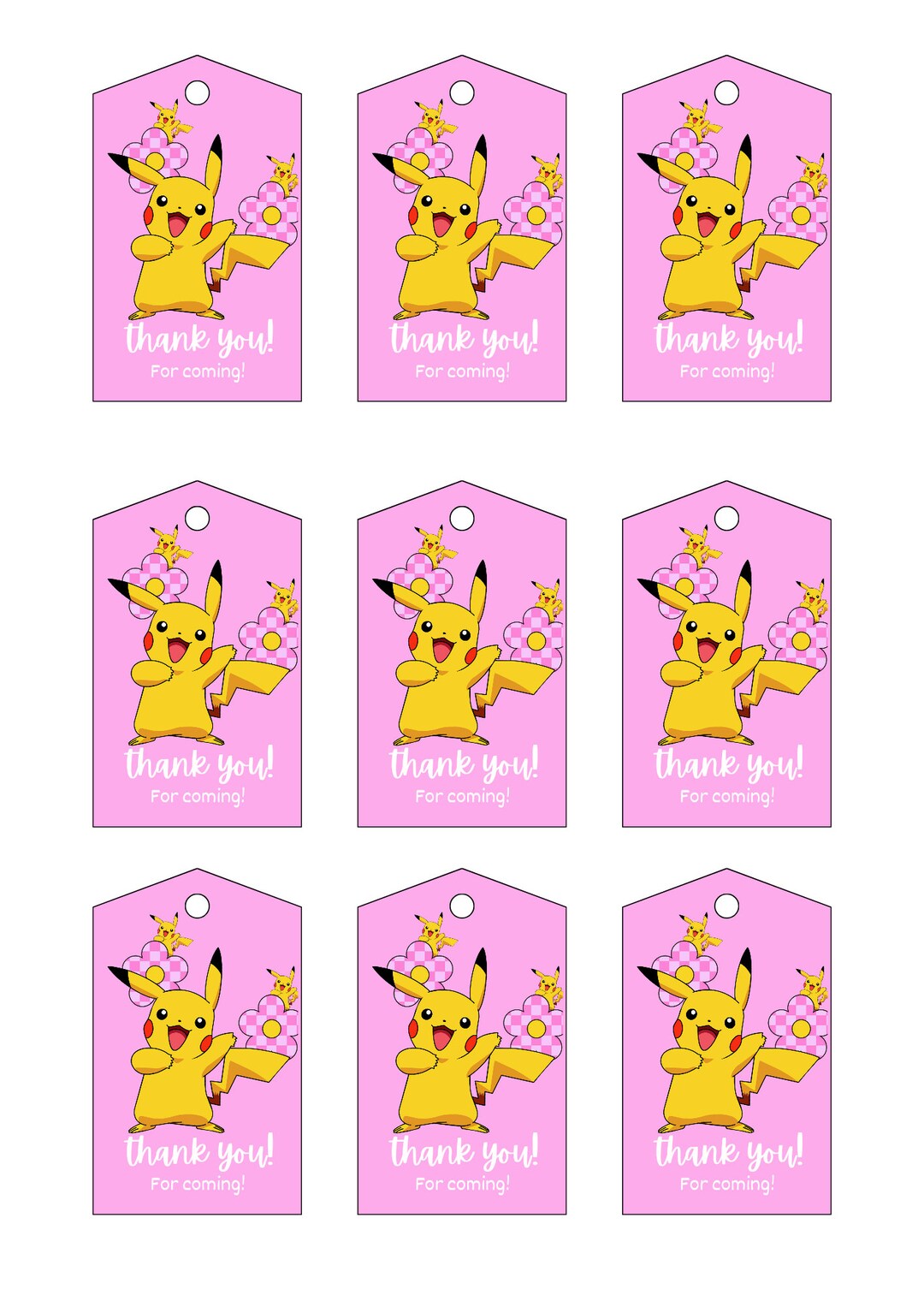 Printable Digital Pikachu Party Tag - Etsy
