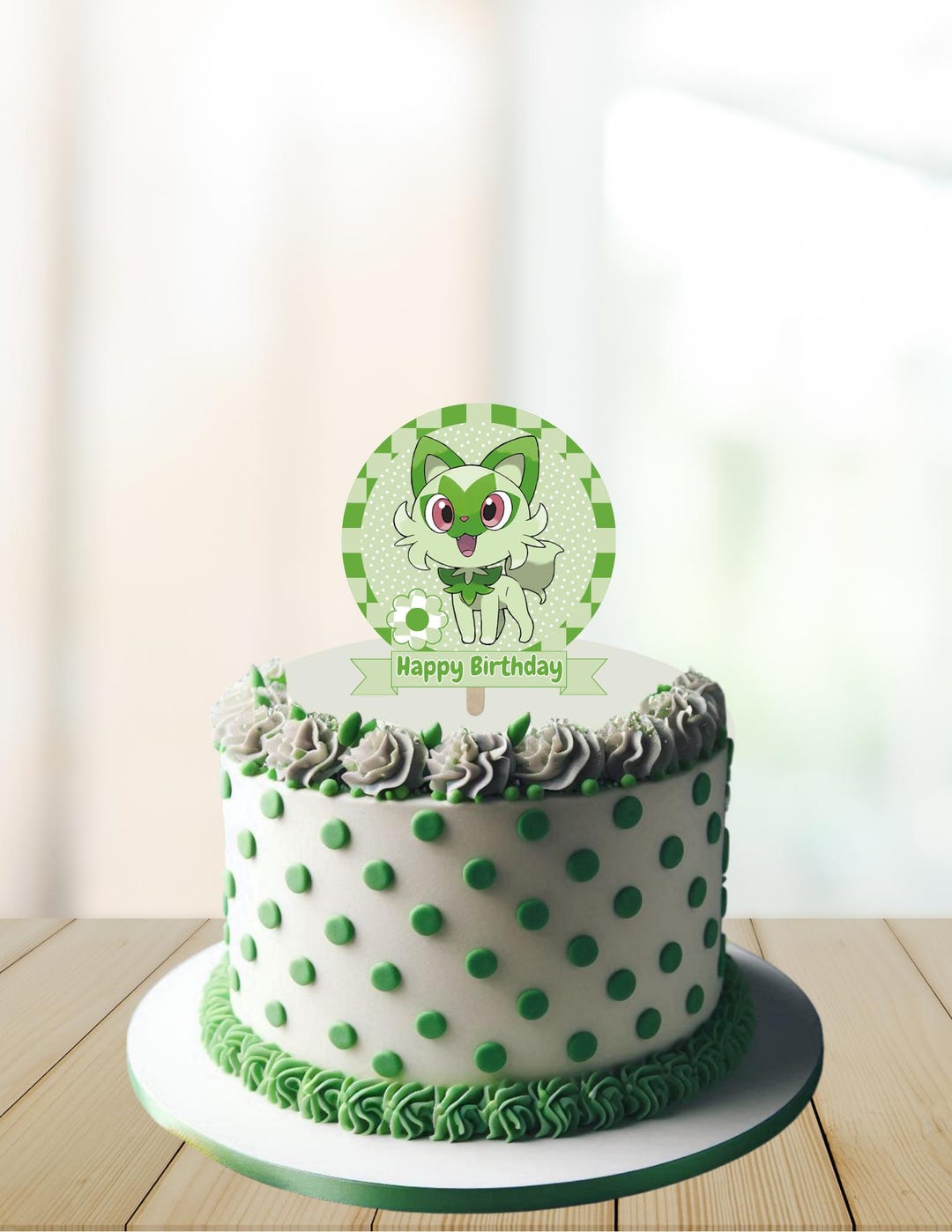 Sprigatito Pokemon Birthday Cake Topper Template, Printable Sprigatito ...