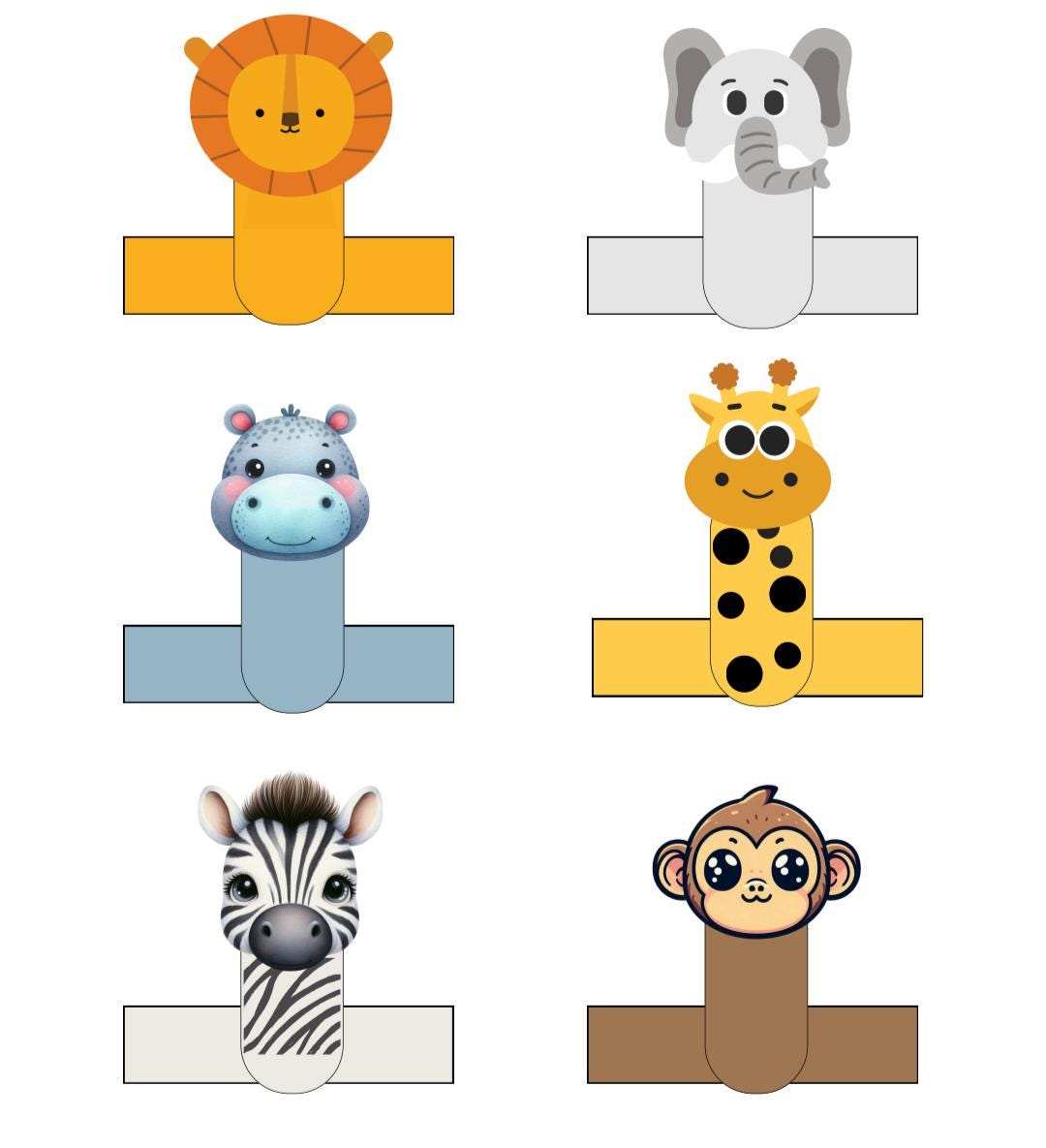 Safari Animal Paper Printable Finger Puppet Template Kids Safari ...