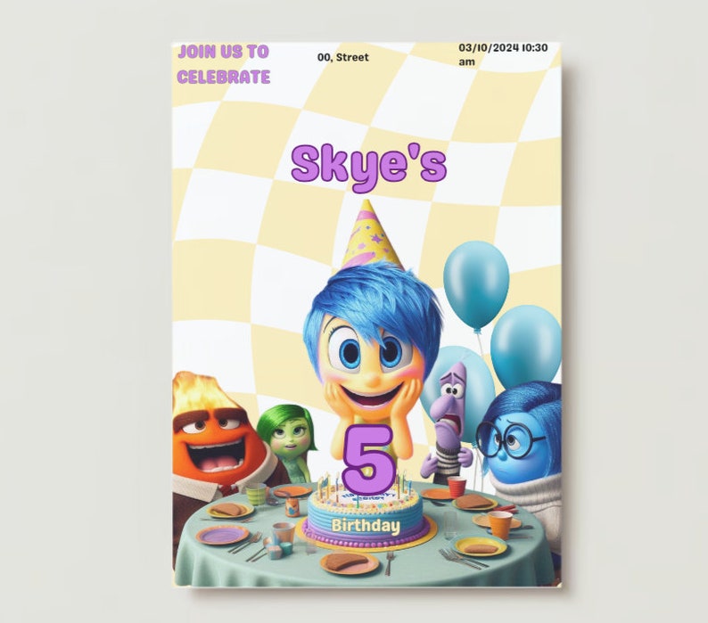 Editable Inside Out Birthday Invitation Girl Birthday Party - Etsy