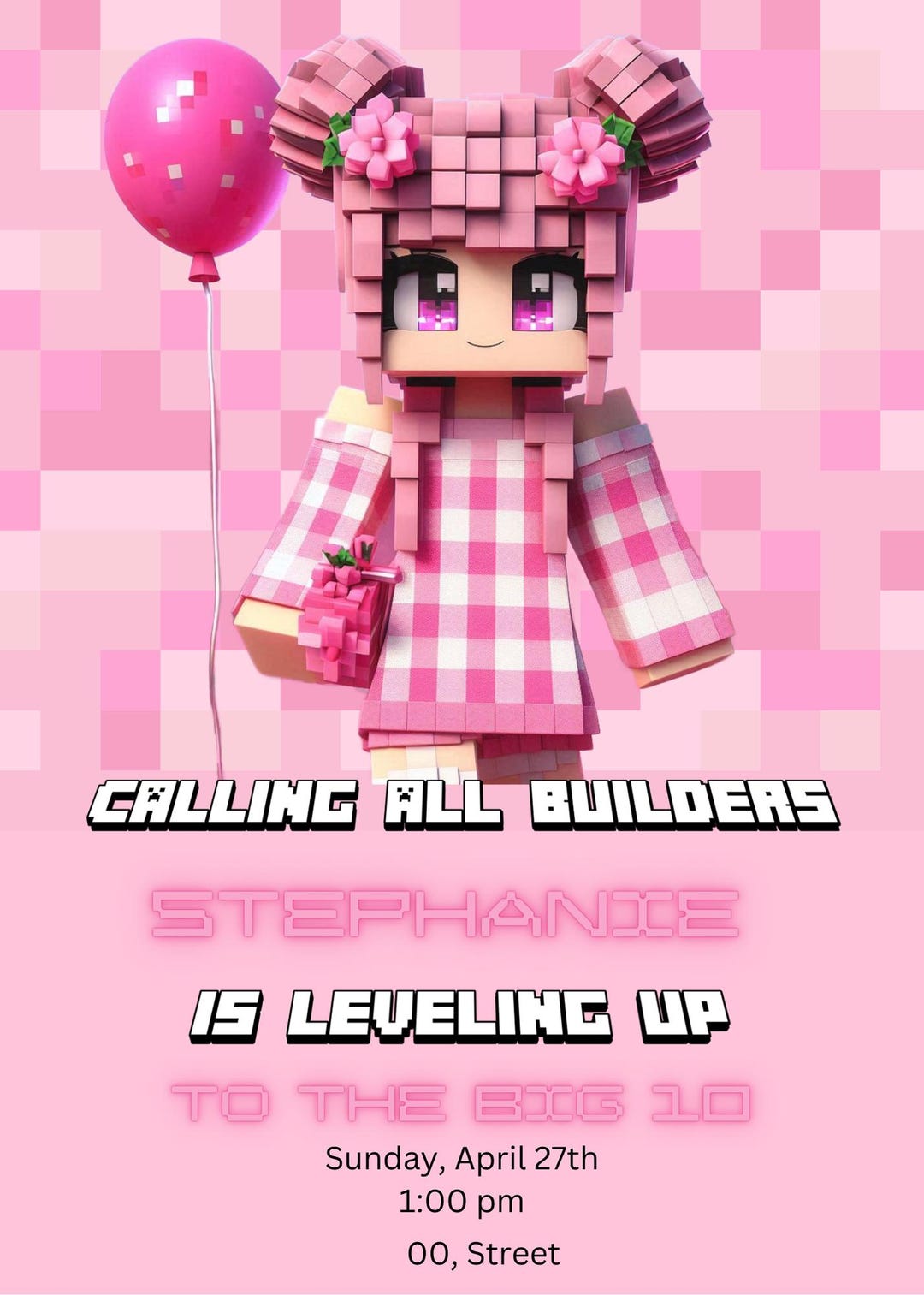 Editable Minecraft Birthday Invitation, Minecrafter Birthday ...