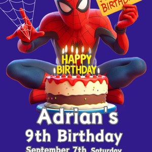 Editable Spiderman Birthday Invite, Blue Background, Boy Birthday Party ...