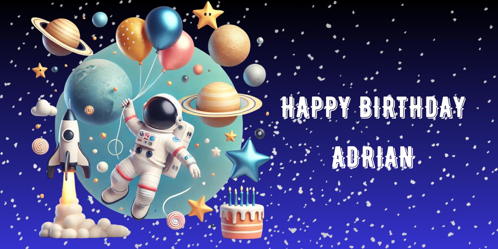 Outer Space Birthday Background Party Banner, Space Astronaut Wall ...