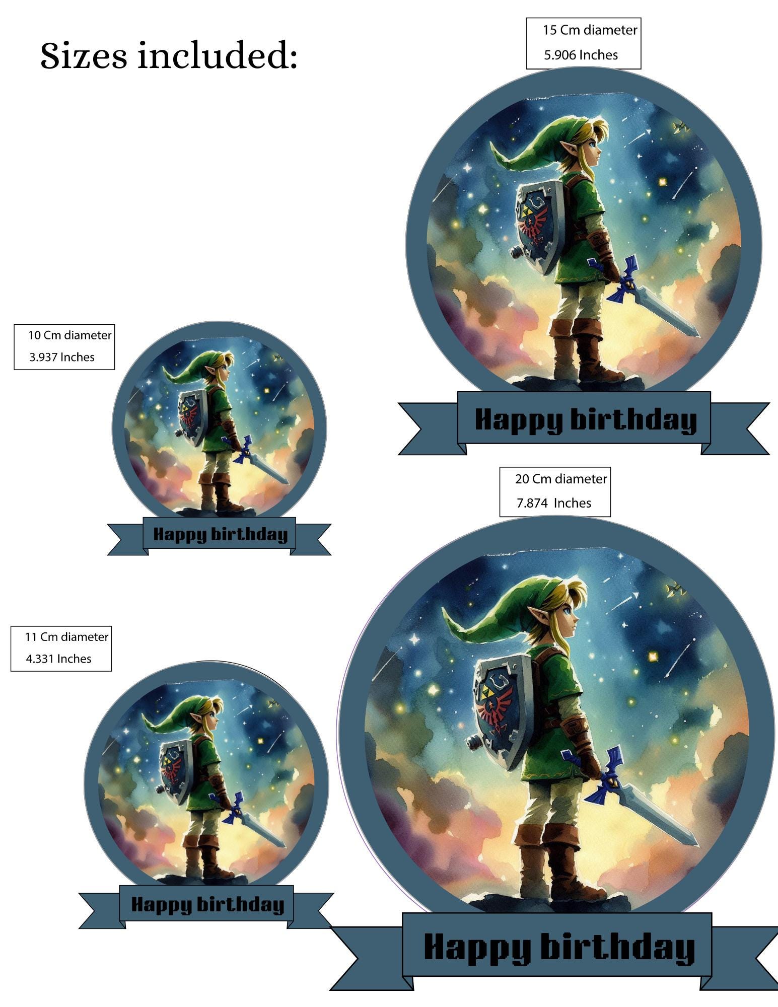 The Legend of Zelda Birthday Party Cake Topper Link Cake Topper ...
