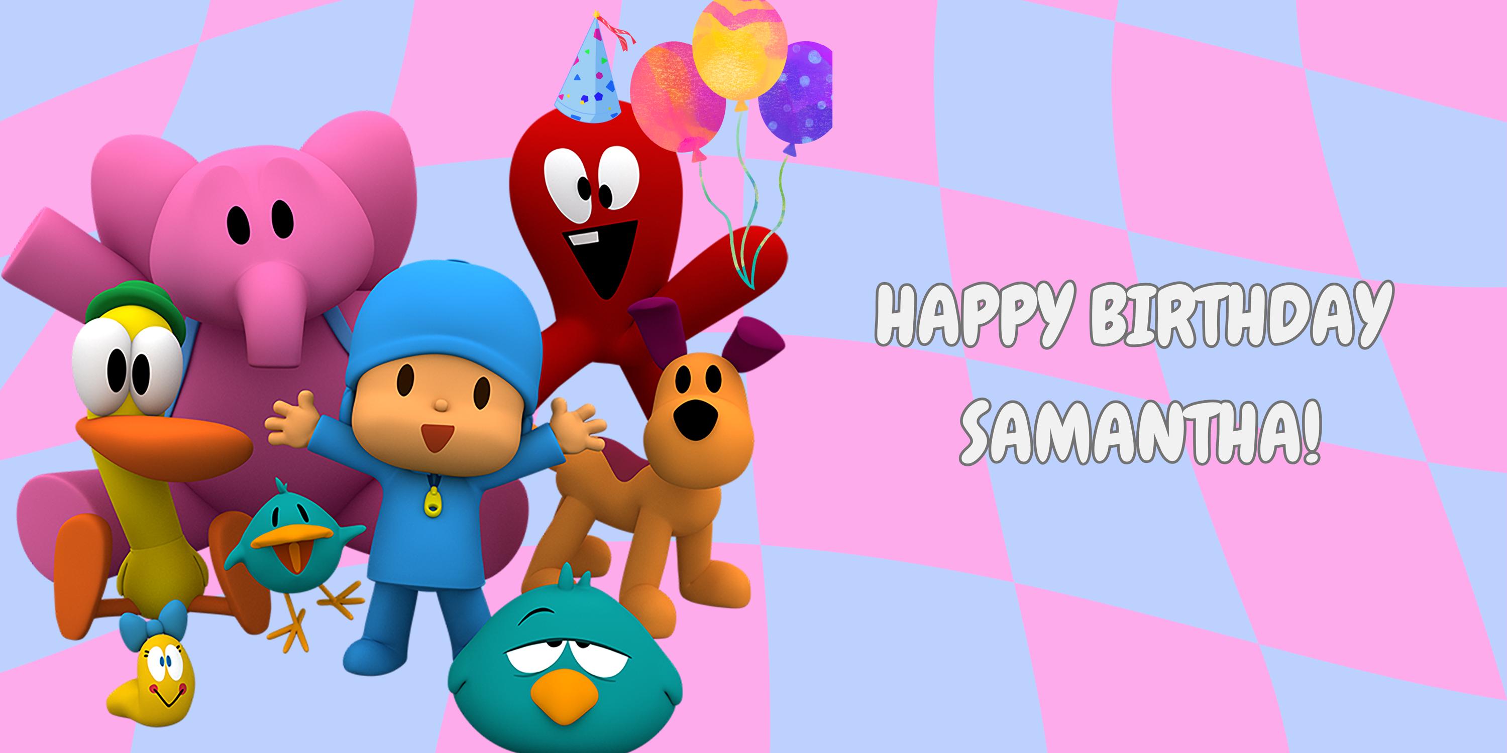 Editable Pocoyo and Friends Birthday Background Party Banner, Wall ...