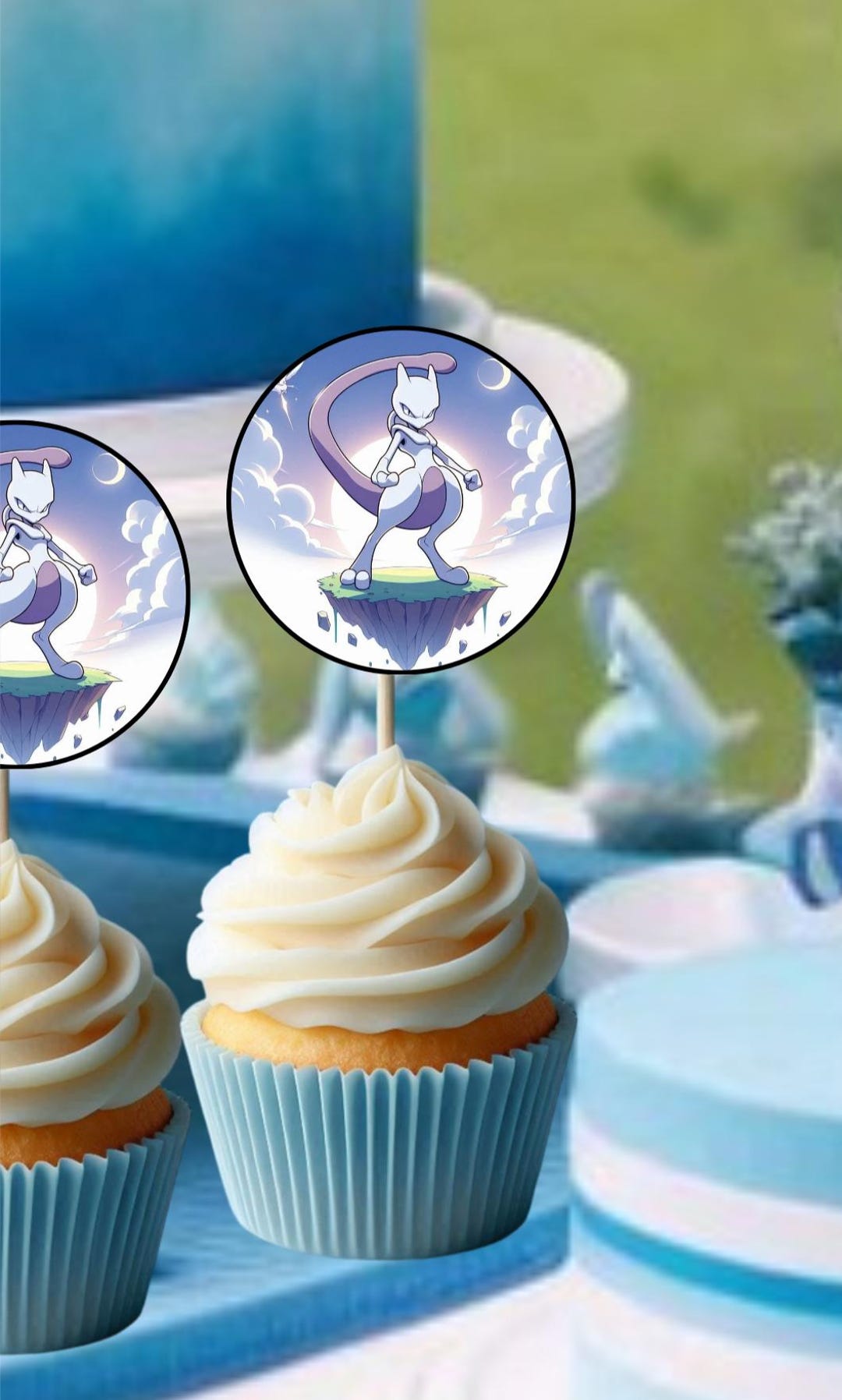 Printable Mewtwo Cupcake Topper, Mewtwo Birthday, Pokemon Birthday ...