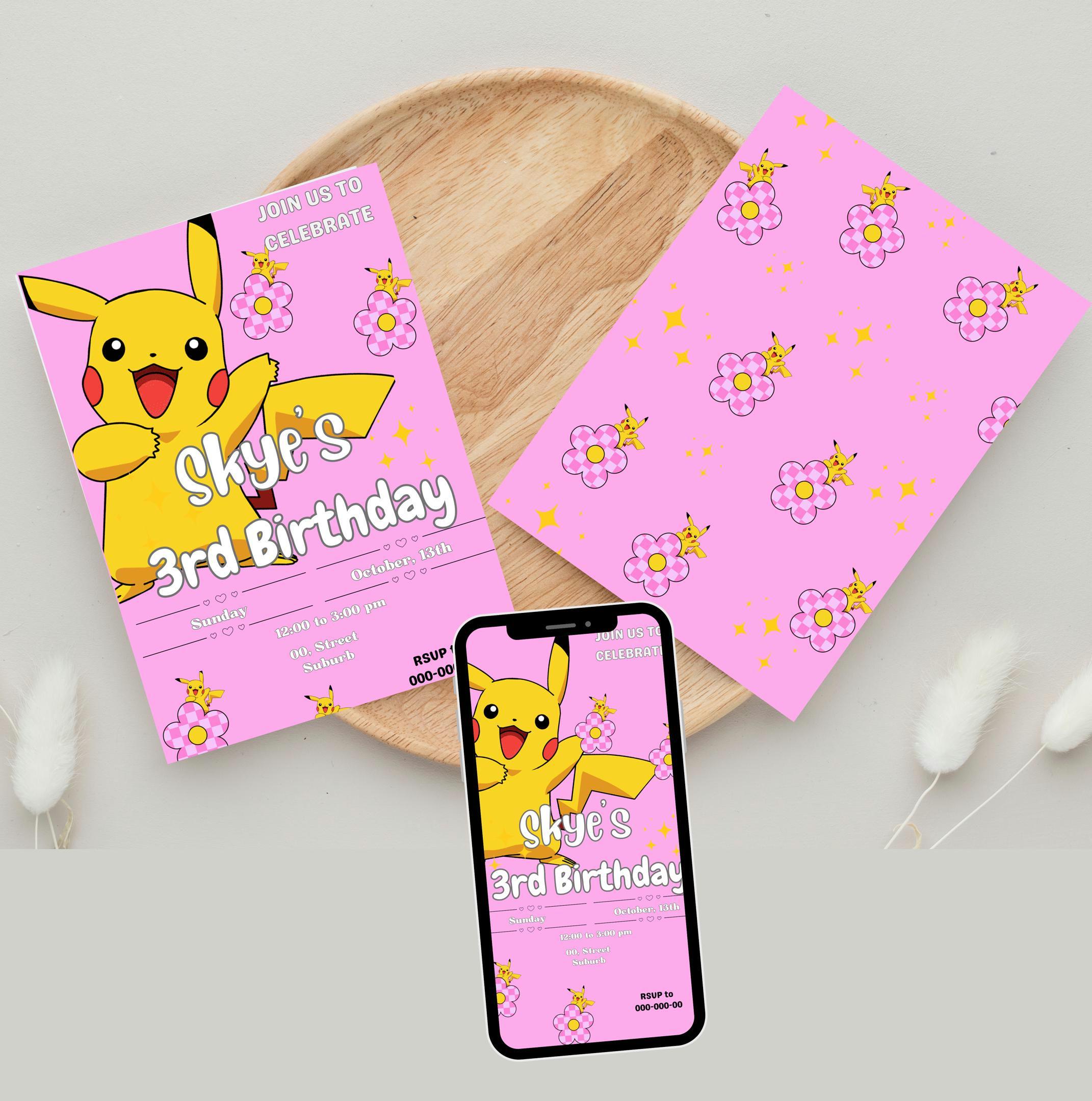 Invitación de cumpleaños de Pikachu Pokémon - Etsy México