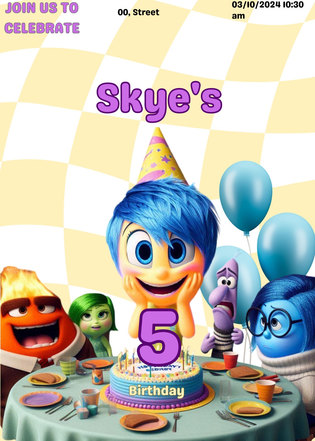 Editable Inside Out Birthday Invitation Girl Birthday Party - Etsy