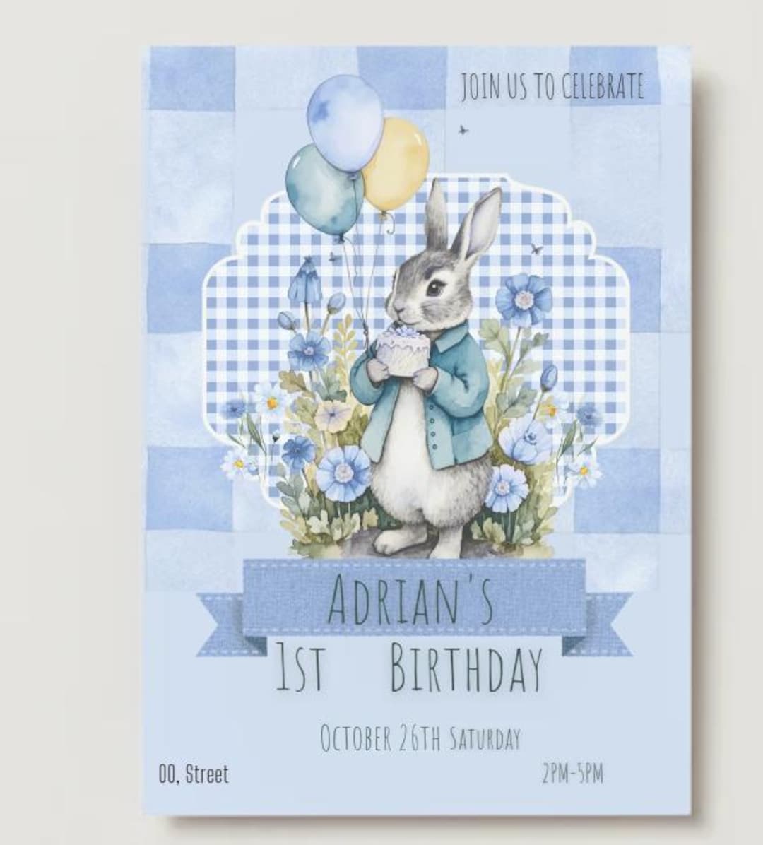 Peter Rabbit First Birthday Invitation, Editable Invite Template ...