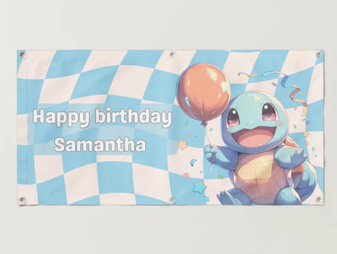 Squirtle Pokemon Birthday Background Party Banner, Squirtle Wall ...