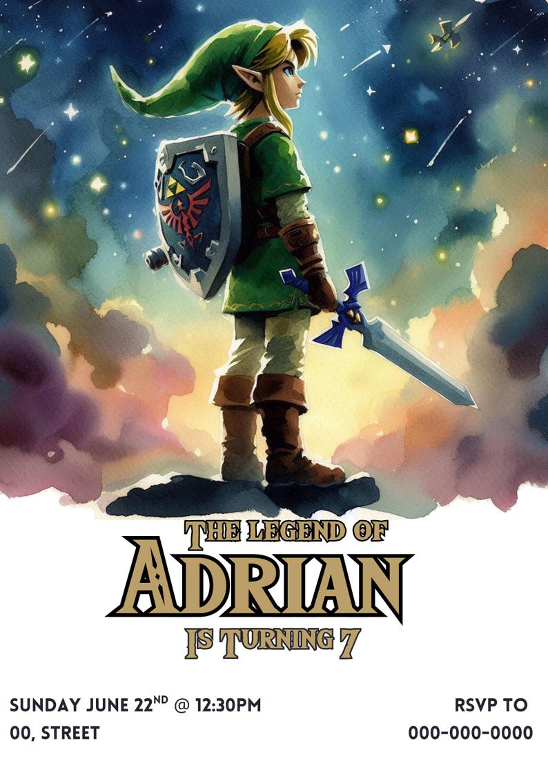 Zelda Birthday Invitation: Tears of the Kingdom Party (digital Download ...