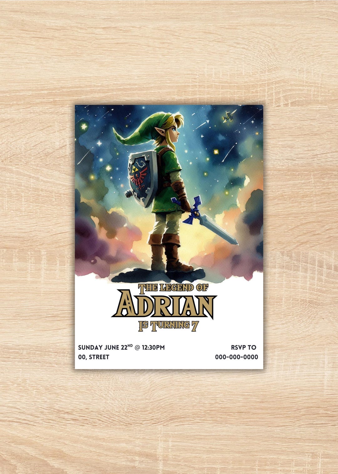 The Legend of Zelda Birthday Invitation Design Digital Download, Zelda ...