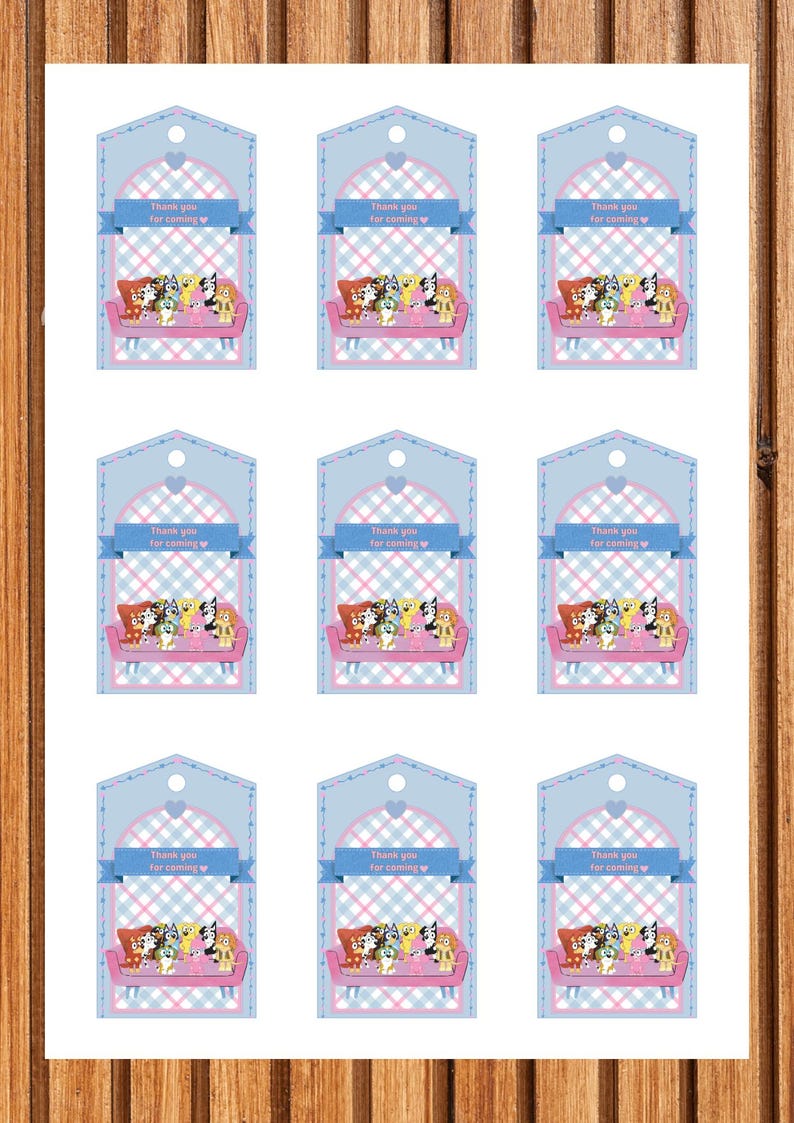 Printable Digital Bluey and Friends Birthday Party Tag Bluey and ...