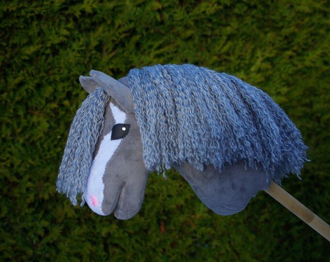 Hobbyhorse || Draft Horse || A4 Size || GRAY With FLUFFY Mane || Stick ...