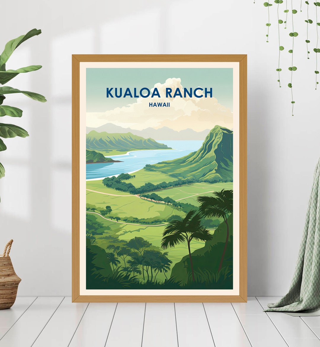 Kualoa Ranch Travel Poster Kualoa Ranch Print Hawaii Poster - Etsy