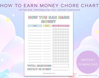 How to Earn Money Chore Chart, Allowance Chore Chart for Kids ...